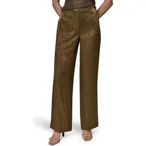 Donna Karan New York Pinstripe Wide Leg Pants - Olive Branch