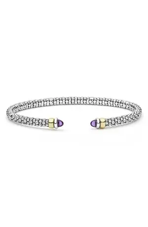Lagos Caviar 14k Gold & Sterling Silver Peridot Bracelet Amethyst