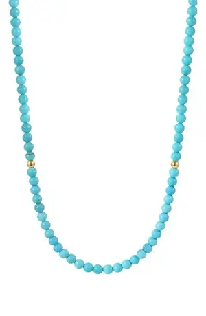 ST. MORAN Natural Turquoise Beaded Necklace - Blue/gold