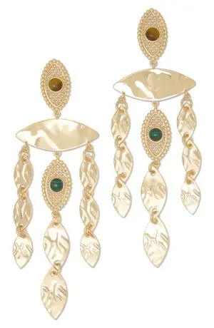 Ramy Brook Cleo Stone Chandelier Earrings - Green Multi/gold