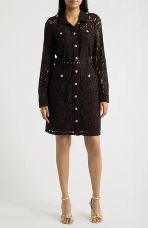 TAHARI ASL Lace Long Sleeve Shirtdress