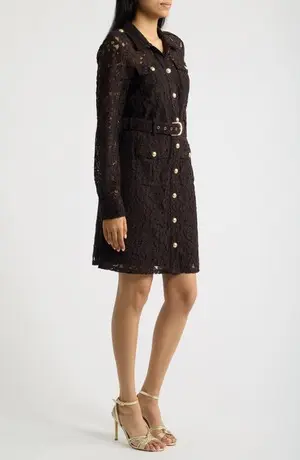 TAHARI ASL Lace Long Sleeve Shirtdress