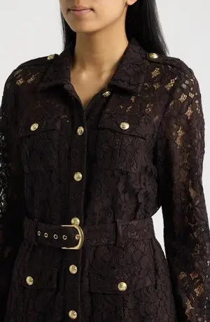 TAHARI ASL Lace Long Sleeve Shirtdress