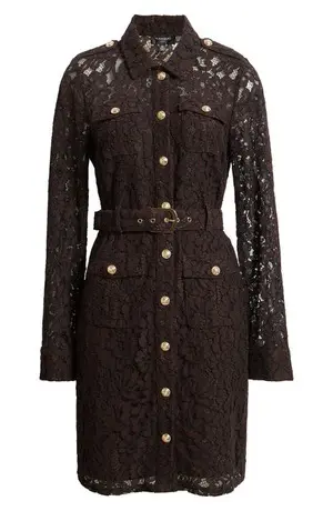 TAHARI ASL Lace Long Sleeve Shirtdress