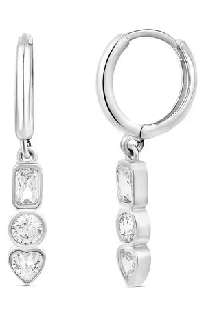 SHYMI Multi Shape Drop Huggie Hoop Earrings Silver