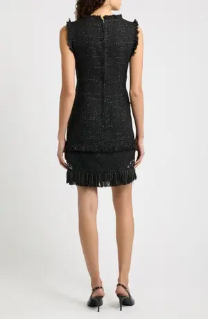 Kobi Halperin Rives Metallic Floral Appliqué Tweed Dress