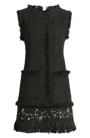 Kobi Halperin Rives Metallic Floral Appliqué Tweed Dress