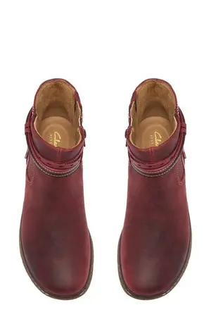 Clarks Orlene Roam Leather Bootie - Dark Red