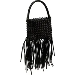 SERENA UZIYEL Aurnia Mini Tote Bag With Fringe - Black