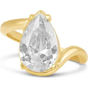 SHYMI Floating Pear Cubic Zirconia Cocktail Ring - Gold