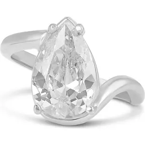 SHYMI Floating Pear Cubic Zirconia Cocktail Ring - Silver