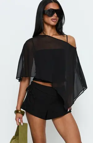 Princess Polly Senzo Wrap Shorts - Black