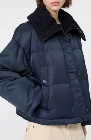 Max Mara Knit Collar Quilted Down Puffer Jacket