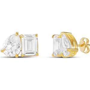 SHYMI Emerald And Pear Stud Earrings - Gold