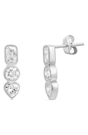 SHYMI Multi Shape Drop Stud Earrings - Silver