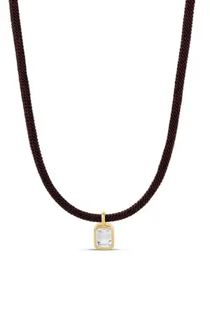 SHYMI Emerald Cut Cubic Zirconia Cord Pendant Necklace