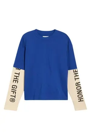 HONOR THE GIFT Honor Double Sleeve Cotton T-shirt - Royal Blue