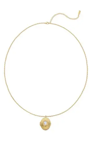ST. MORAN 14k Gold Plated Moonstone Sunburst Pendant Necklace