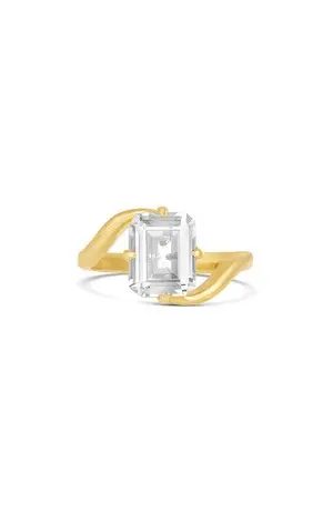 SHYMI Floating Emerald Cut Cubic Zirconia Cocktail Ring - Gold