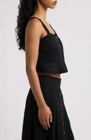 LoveShackFancy Julietta Swiss Dot Peplum Top