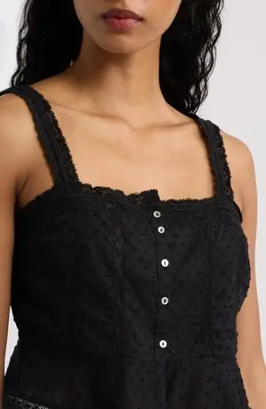LoveShackFancy Julietta Swiss Dot Peplum Top