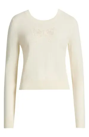 LoveShackFancy Mingley Wool And Cashmere Sweater With Lace Bow