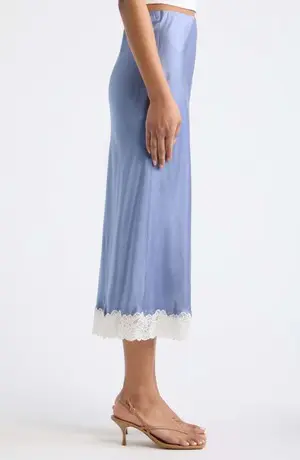 LoveShackFancy Janella Silk Blend Midi Skirt