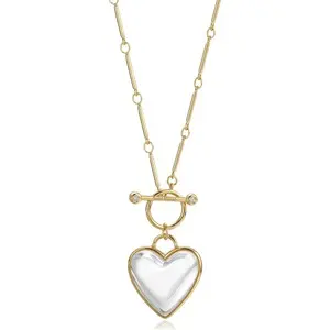 ST. MORAN 14k Yellow Plated Clear Quartz Heart Necklace - Gold