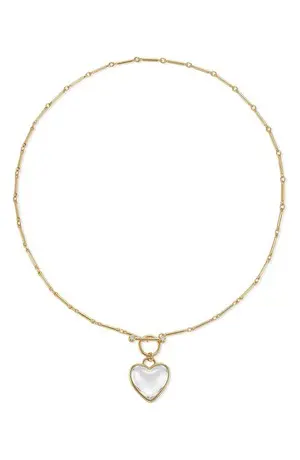 ST. MORAN Saint Moran 14k Yellow Plated Clear Quartz Heart Pendant Necklace