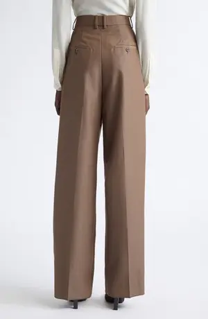 Saint Laurent Pleated Wool & Mohair Wide-leg Trousers