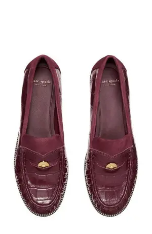 Kate Spade New York Penny Croc Embossed Leather Loafer
