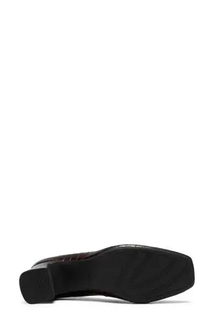 Clarks Fernie Edge Croc Embossed Leather Block Heel Pumps - Dark Brown Croc