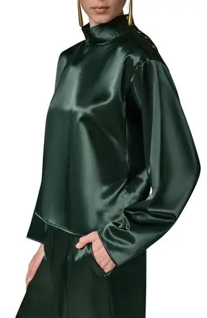 Donna Karan New York Satin High Neck Cape Top