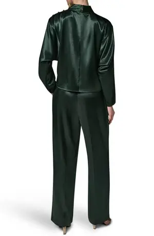 Donna Karan New York Satin High Neck Cape Effect Top