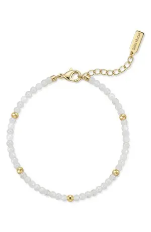 ST. MORAN 14k Yellow Gold Plated Moonstone Beaded Bracelet - White/gold