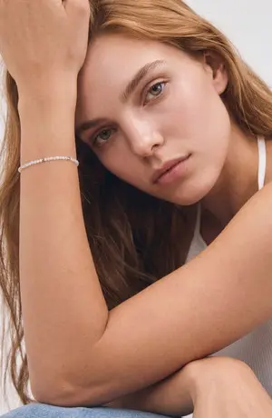 ST. MORAN 14k Yellow Gold Plated Moonstone Beaded Bracelet
