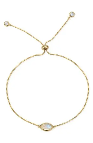 ST. MORAN 14k Gold Plate Moonstone Slider Bracelet - White/gold