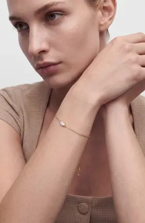 ST. MORAN 14k Gold Plate Moonstone Slider Bracelet