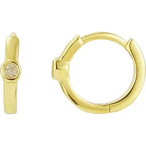 ST. MORAN Diamond Bezel Huggie Hoop Earrings - Gold
