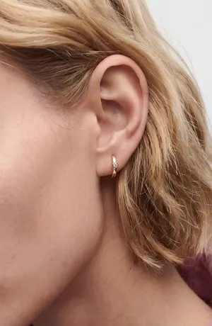 ST. MORAN Diamond Bezel Huggie Hoop Earrings