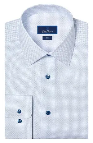DAVID DONAHUE Slim Fit Stretch Micro Geo Print Dress Shirt
