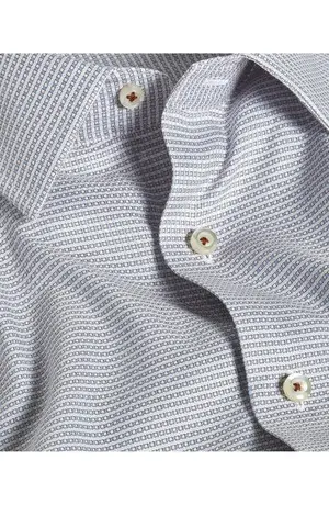 David Donahue Regular Fit Geometric Cotton Shirt