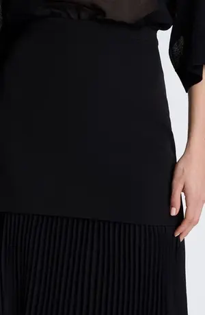 KENNETH COLE Pleated Layered Midi Skirt
