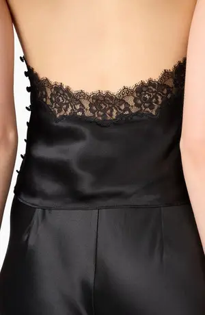 Cami Nyc Lucille Lace Trim Silk Halter Cowl Neck Sleeveless Top