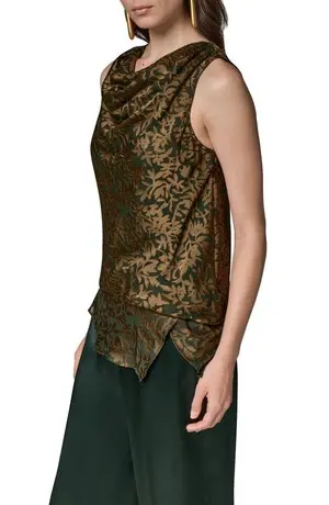 Donna Karan New York Drape Neck Burnout Top