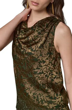 Donna Karan New York Drape Neck Burnout Top
