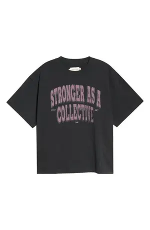 HONOR THE GIFT Stronger As A Collective Cotton Graphic T-shirt - Black