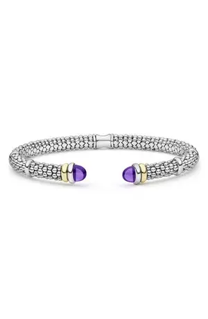 Lagos Caviar 18k Gold & Sterling Silver Green Quartz Torque Bracelet