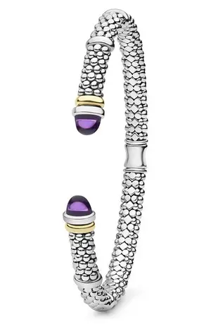Lagos Caviar 18k Gold & Sterling Silver Green Quartz Torque Bracelet
