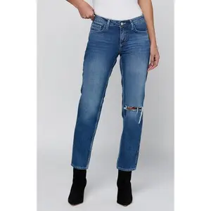 L'Agence Nevia Ripped Slouchy Straight Leg Jeans - Atlantis Destruct